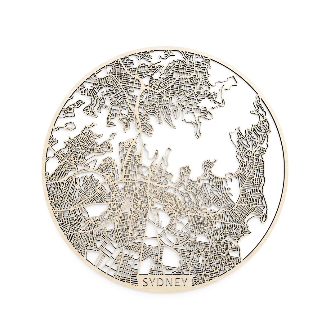 Wooden Map of Sydney Round - Etsy