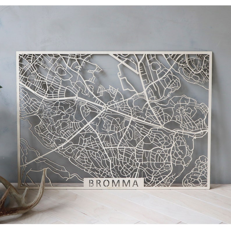 Wooden Map of Stockholm Bromma - Etsy