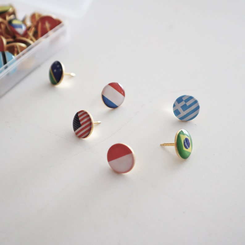 Wooden World Map XL With Flag Pins - Etsy