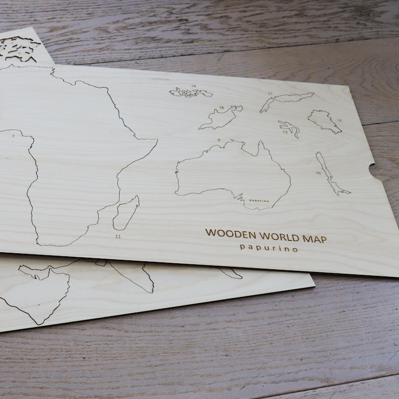World Map Wooden Birch L - Etsy