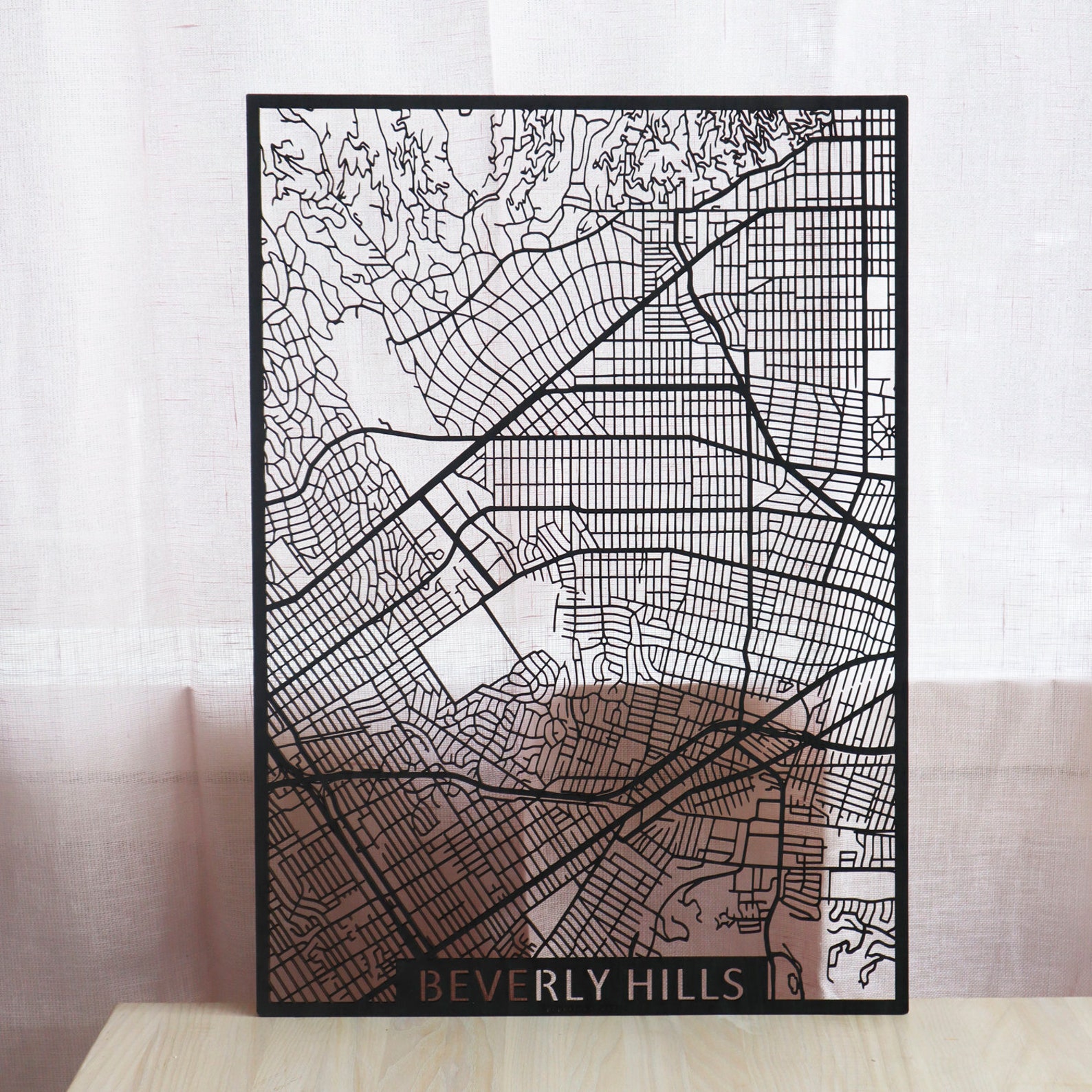 Wooden Map of Beverly Hills LA - Etsy