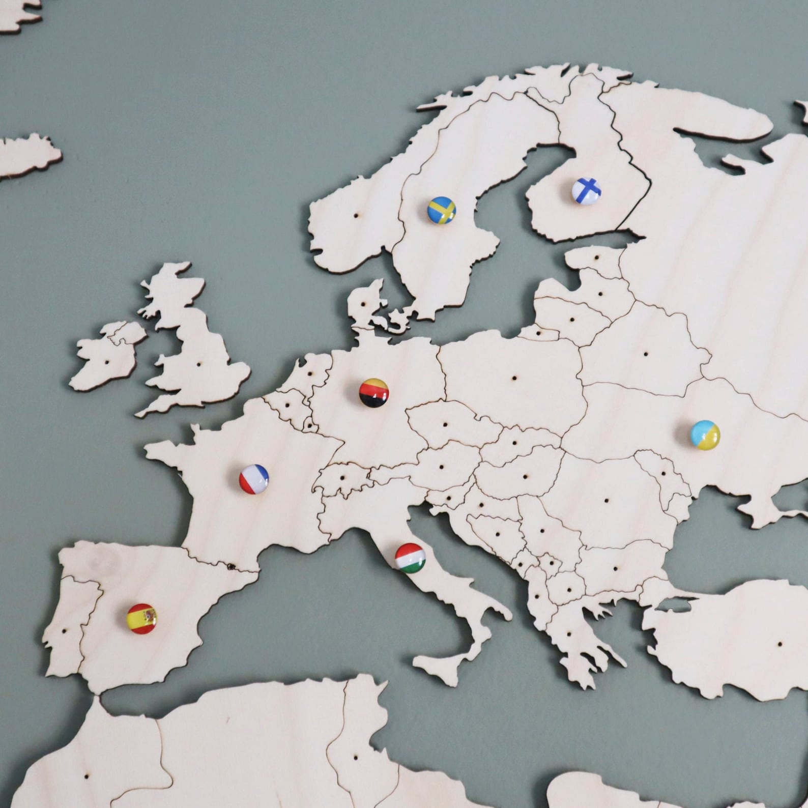 Wooden World Map XL With Flag Pins - Etsy