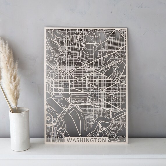 Wooden map of Washington D.C. | Etsy