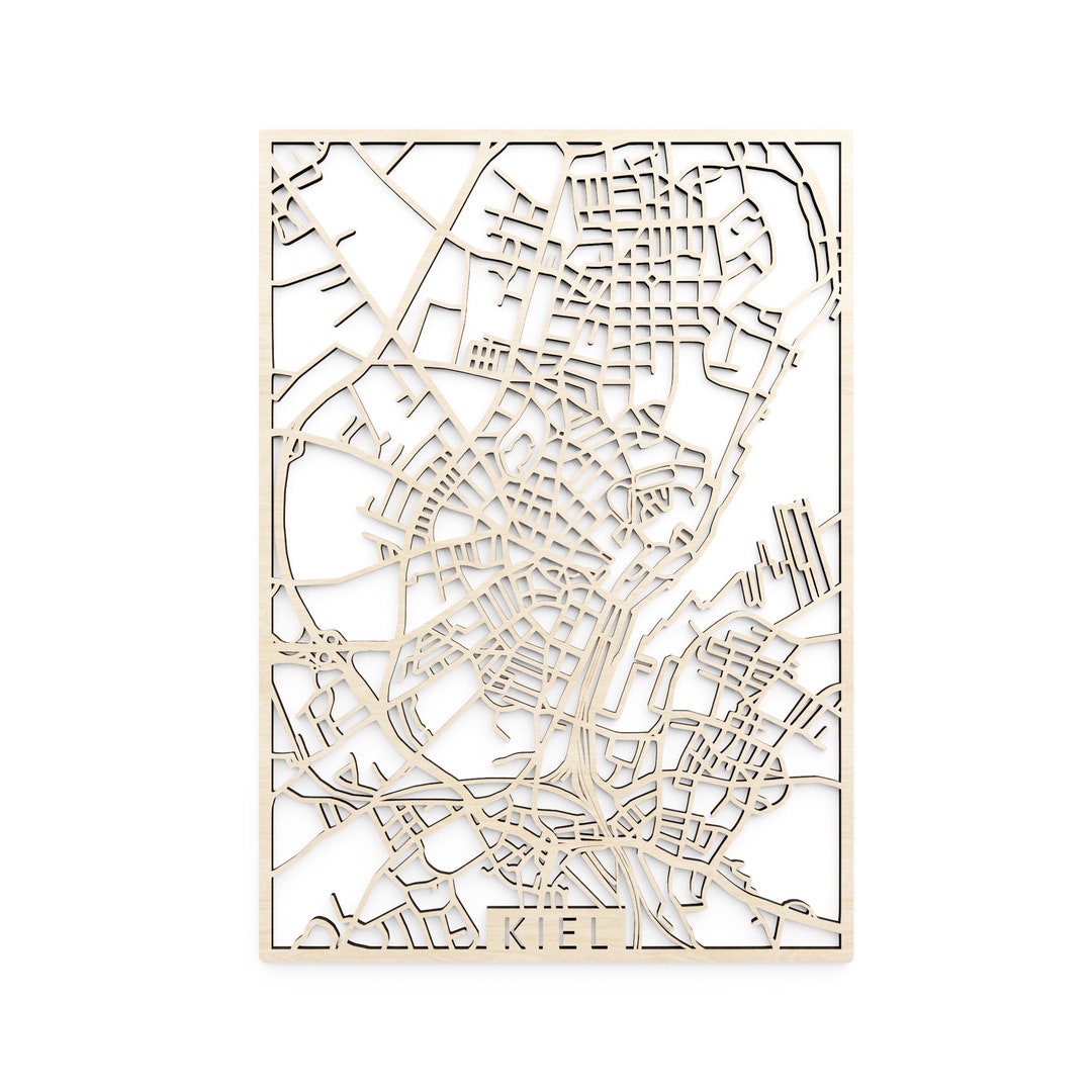 Wooden Map of Kiel - Etsy