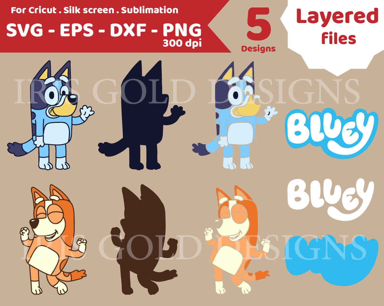 Bluey Bundle Layered Svg Vector Eps Svg Dxf Png Cut Etsy