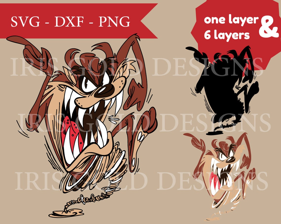 Taz Devil Svg Tasmanian Devil Svg Layered File Cutting | Etsy UK