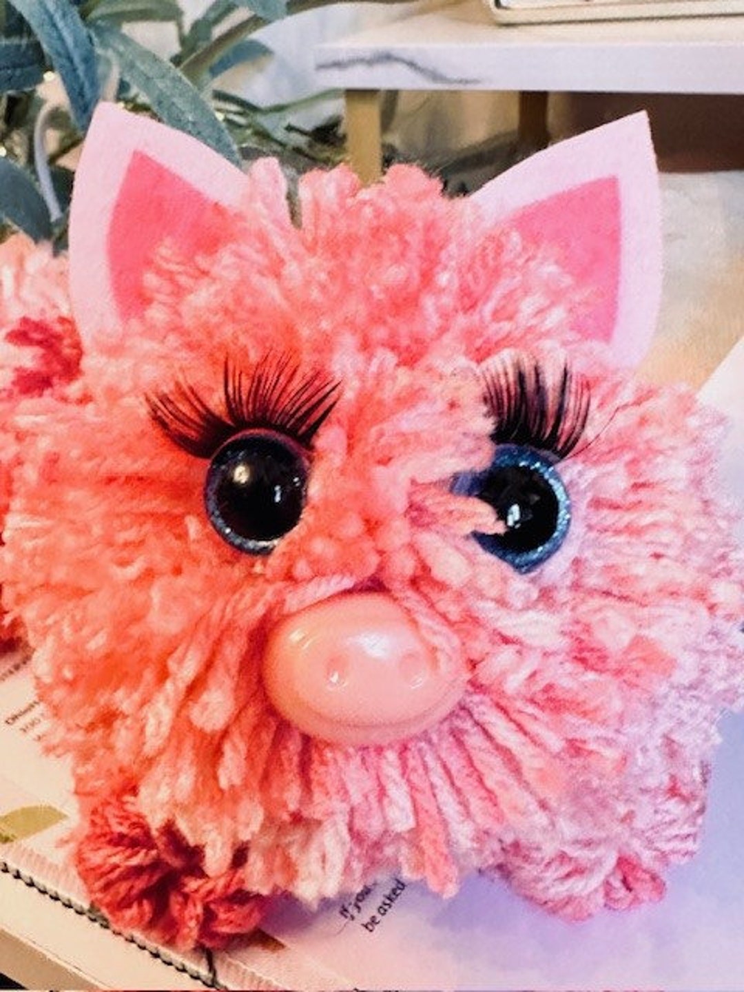 Pink Ombre Pom Pom Yarn Piggie. Plush Pig Alternative. Customize With a ...