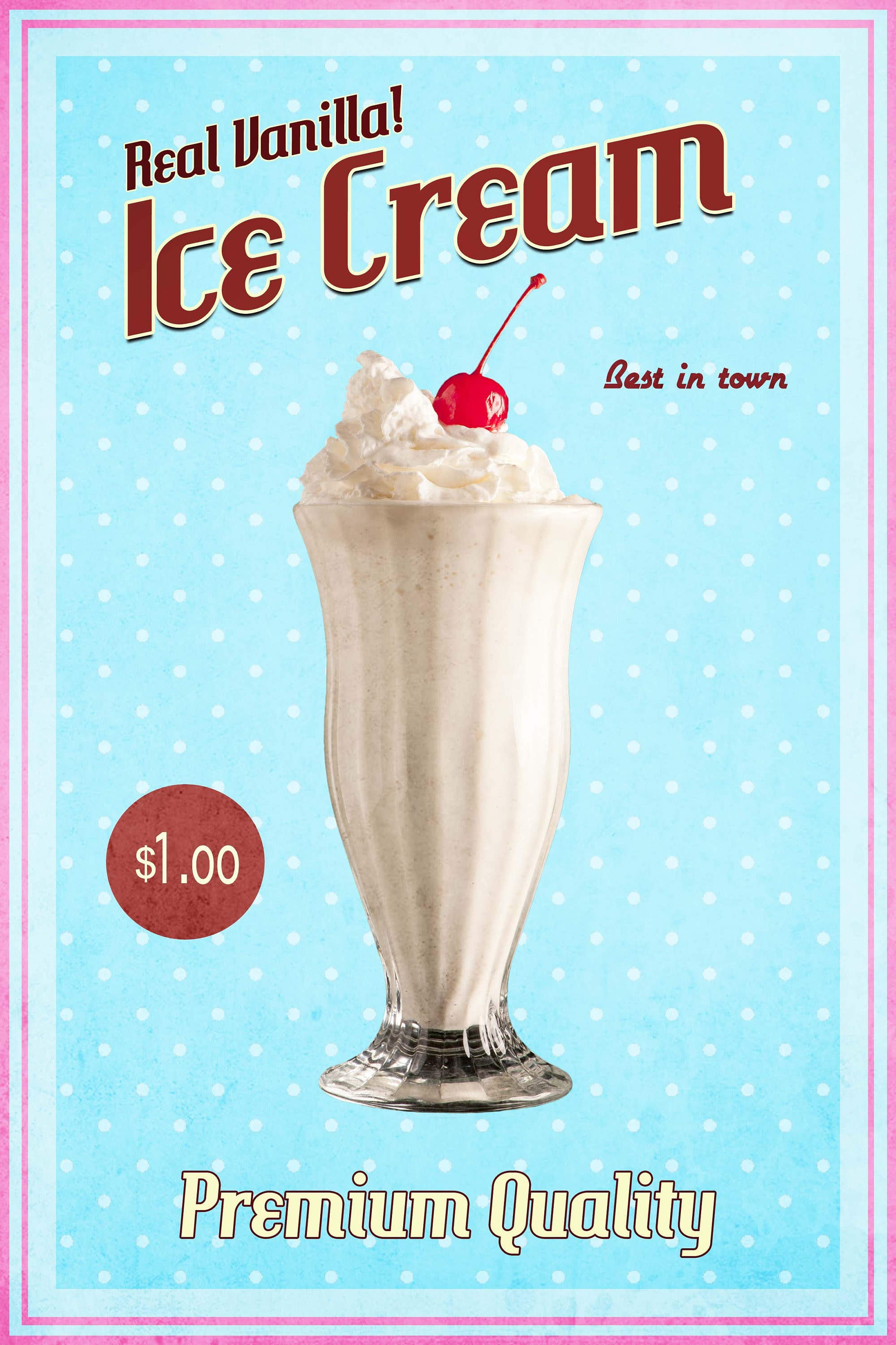 Retro Milkshake Print, Vanilla Milkshake Photo, Vintage, Malt Shop ...