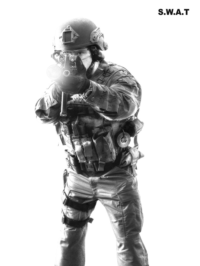 SWAT Black & White, Police Officer Gifts, Wall Art, Law Enforcement ...