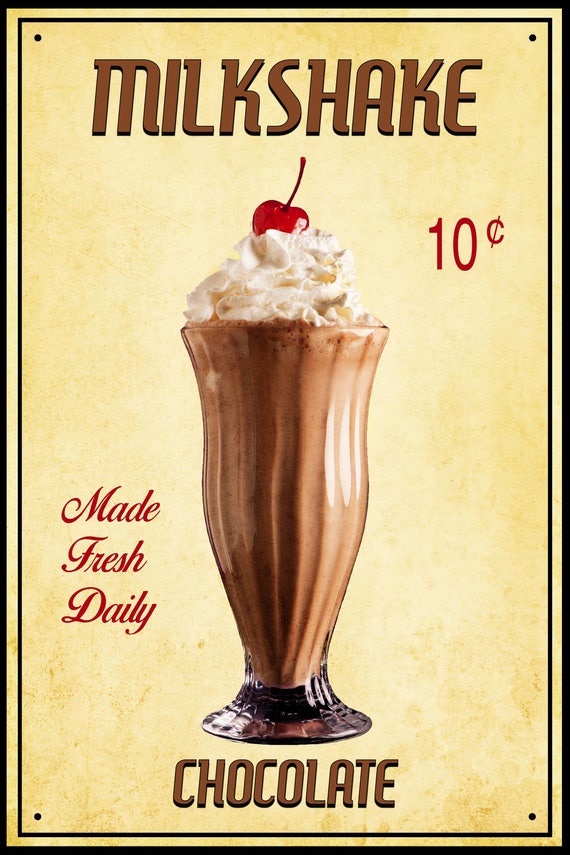 Retro milkshake print Chocolate milkshake photo vintage | Etsy