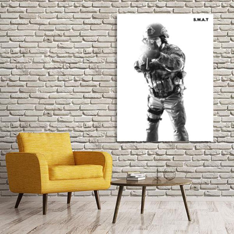 SWAT Black & White, Police Officer Gifts, Wall Art, Law Enforcement ...