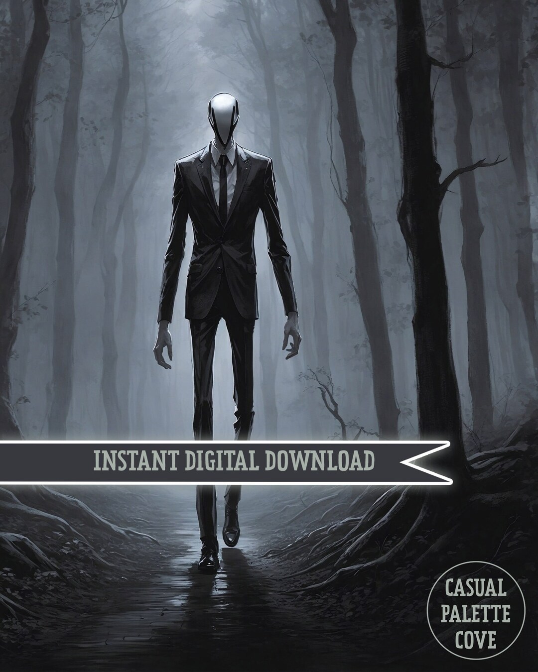 The Faceless Creepy Halloween Digital Artwork, Instant Print Easy ...