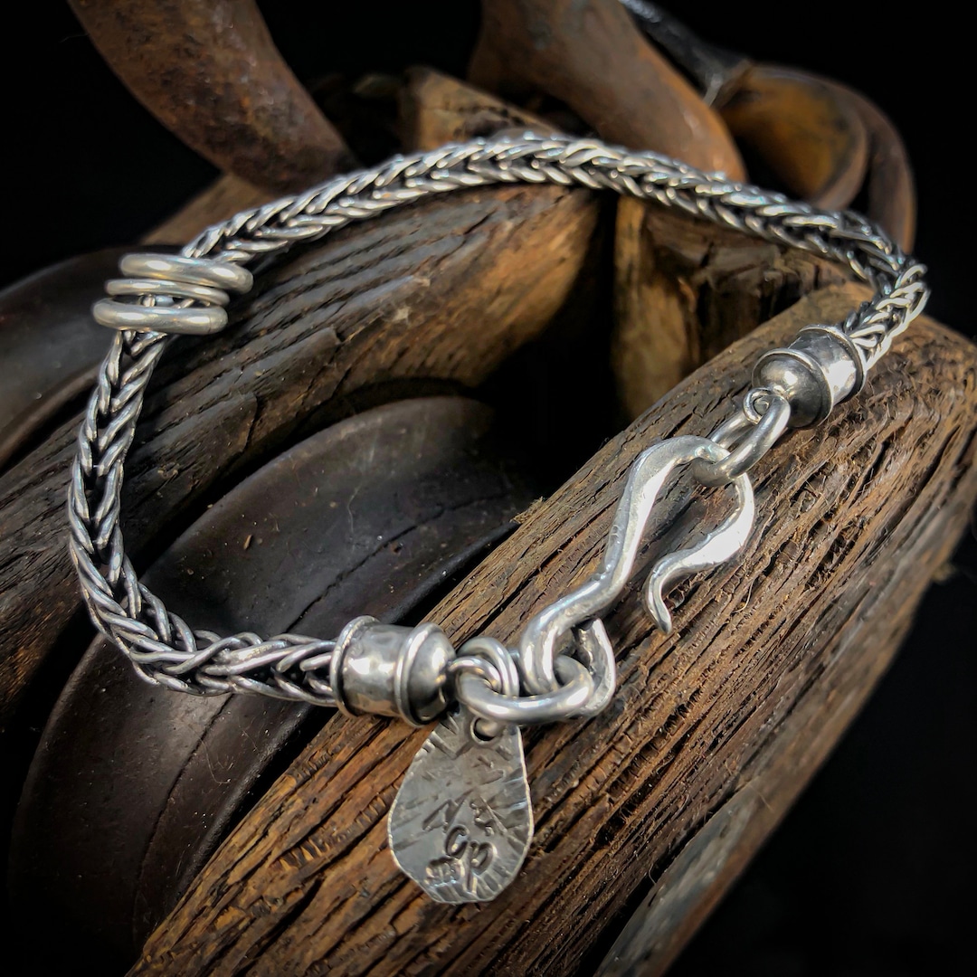 Light Weight Foxtail Oxidized Sterling Silver Chain Bracelet With Hook ...