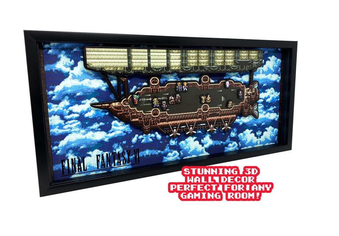 Final Fantasy VI Air Ship Videogame Shadow Box 9x20 Frame Final Fantasy ...