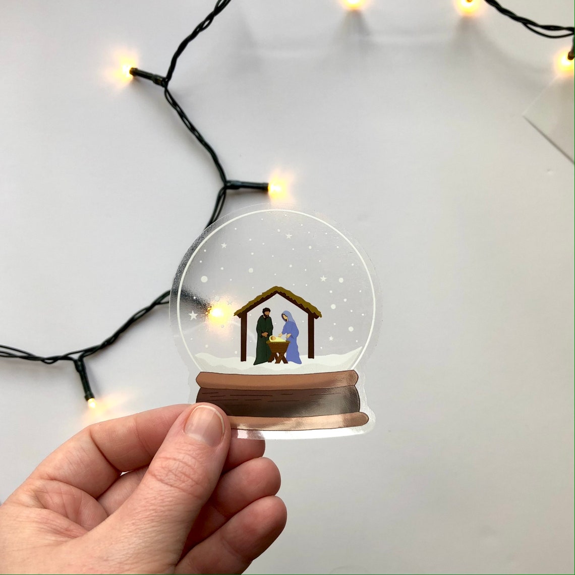Transparent Snow Globe Manger Nativity Christmas Sticker - Etsy