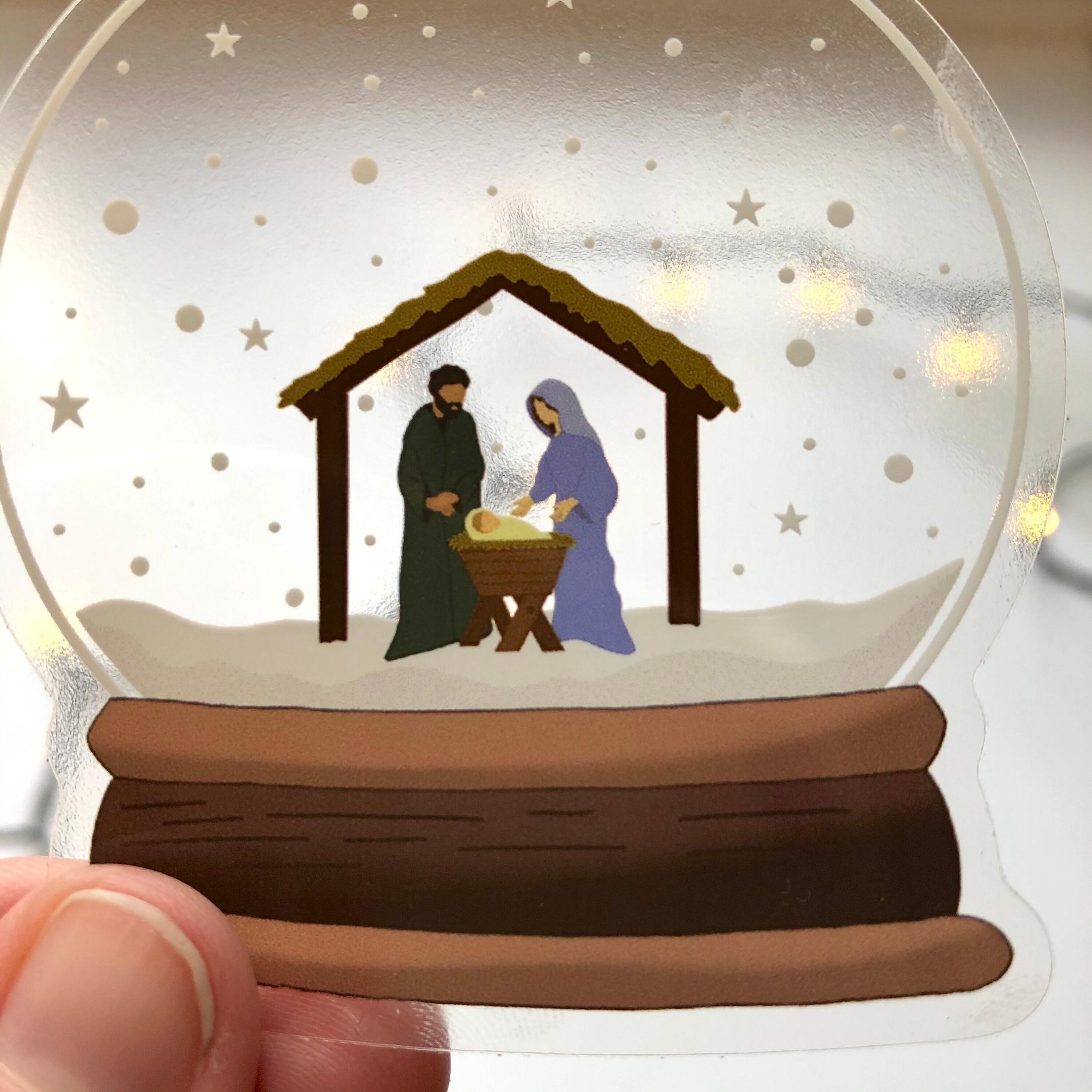 Transparent Snow Globe Manger Nativity Christmas Sticker - Etsy