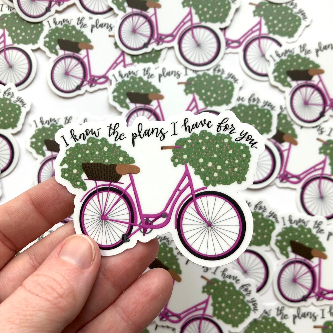 Pink Bicycle I Know the Plans Sticker Scripture, Christian, Faith ...