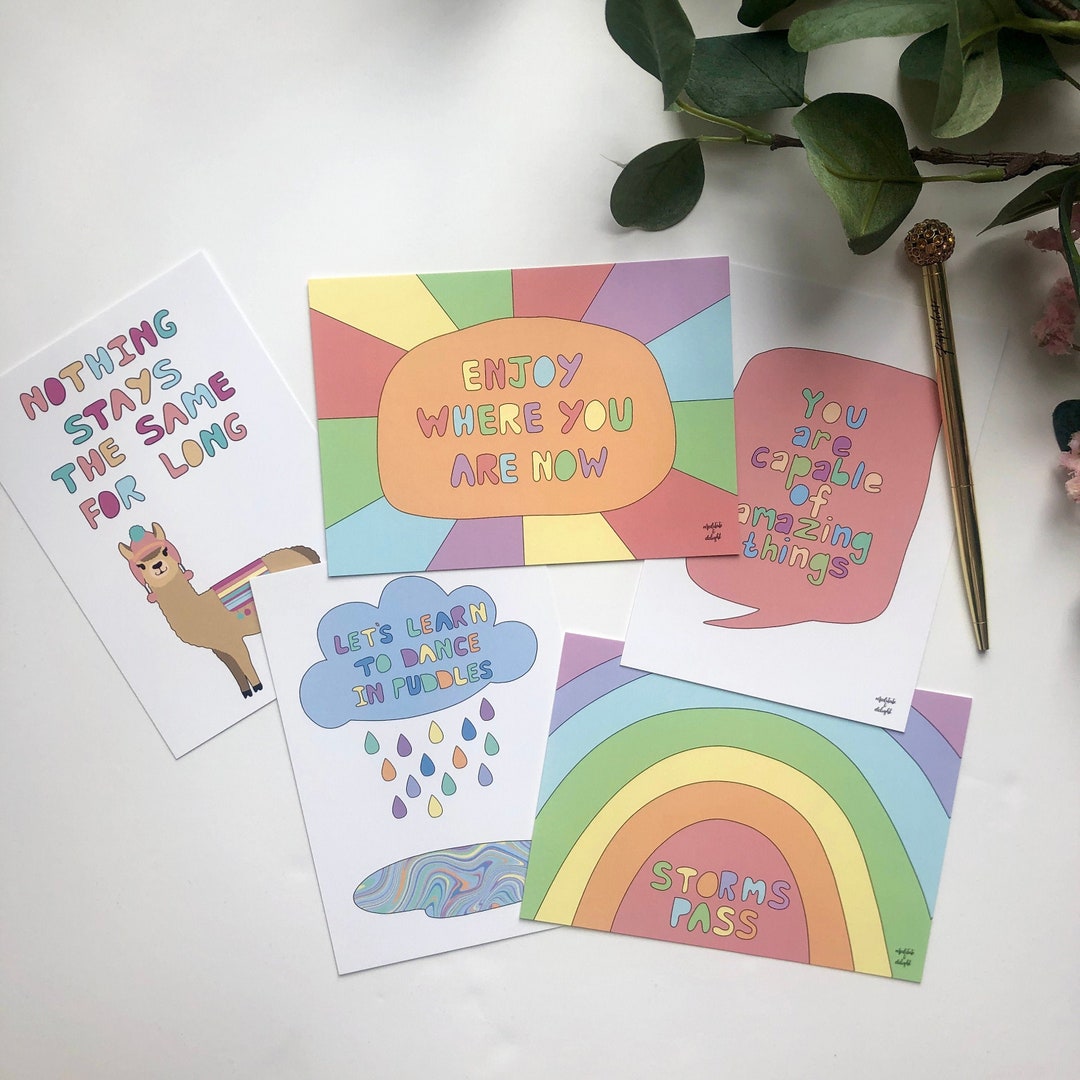 Positivity Postcards Mental Health Prints, Notecards, Positive Self ...