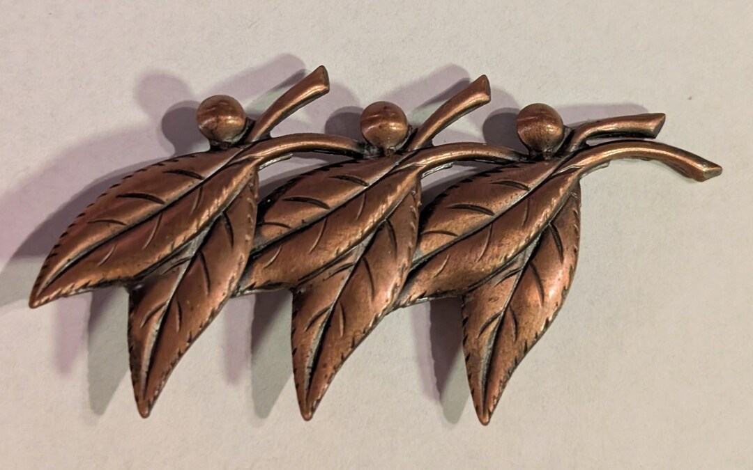 Vintage Bell Trading Post Copper Leaves 2-1/4" Brooch Pin Excellent ...