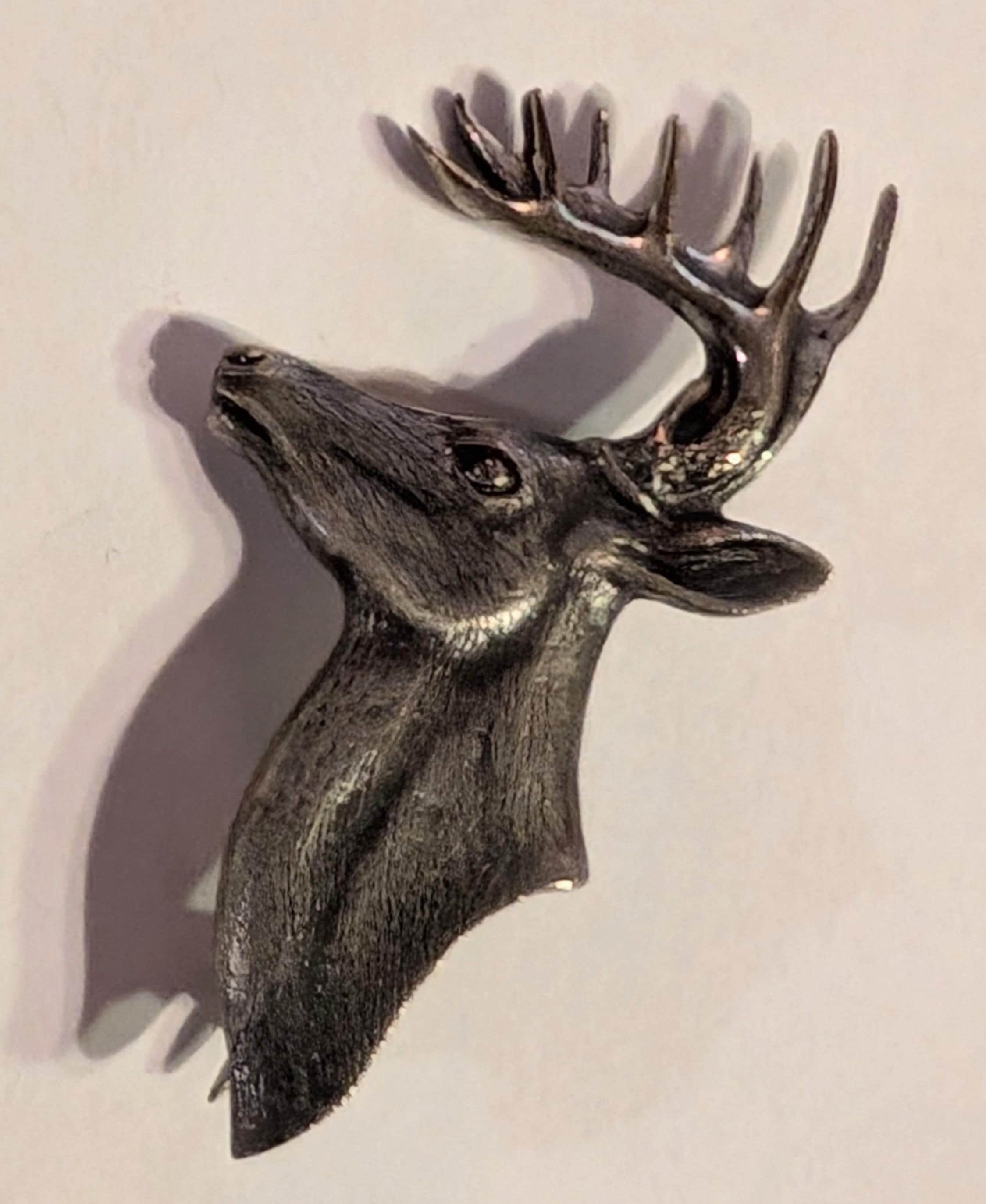 Vintage Sid Bell Sterling Silver Hand Crafted Stag Deer Head Men's ...