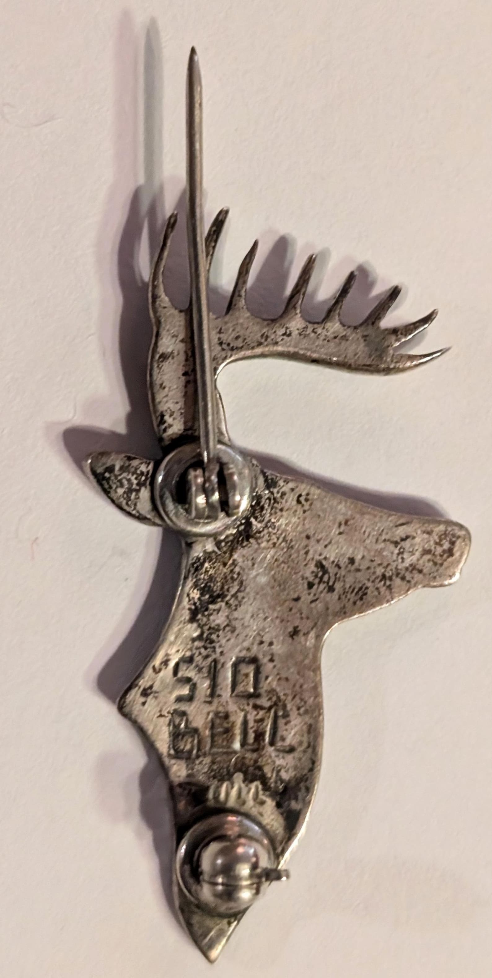 Vintage Sid Bell Sterling Silver Hand Crafted Stag Deer Head Men's ...