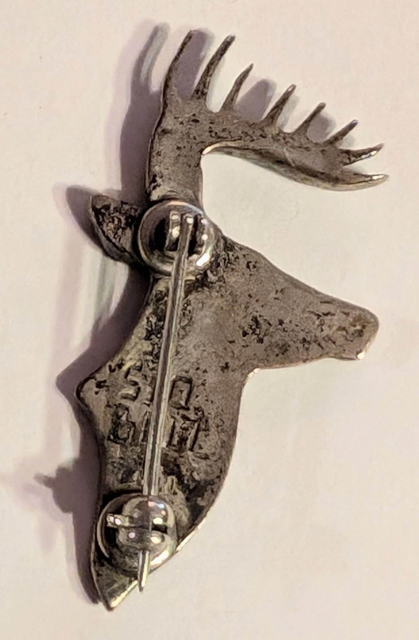 Vintage Sid Bell Sterling Silver Hand Crafted Stag Deer Head Men's ...
