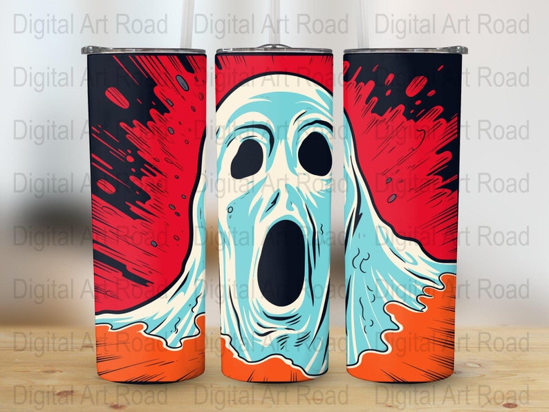 Spooky Ghost Tumbler Wrap Printable Sublimation Scary Ghost - Etsy