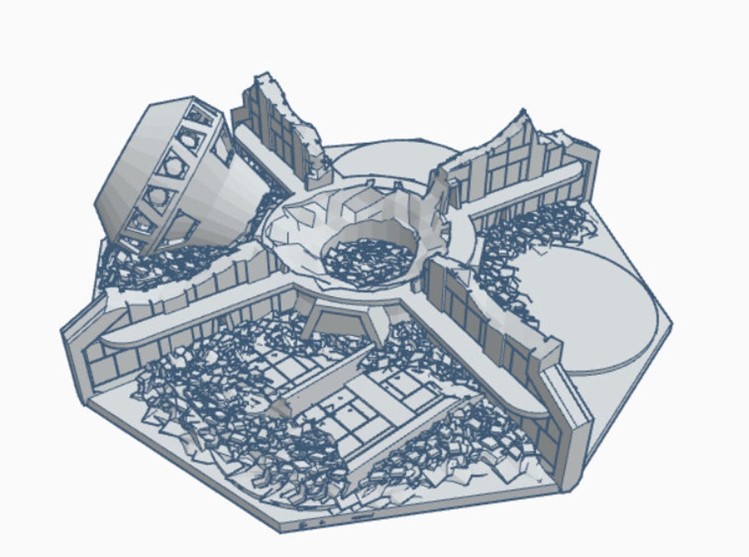 Ruined Mech Lance Hangar Tabletop War Game Terrain Battletech / 3D ...