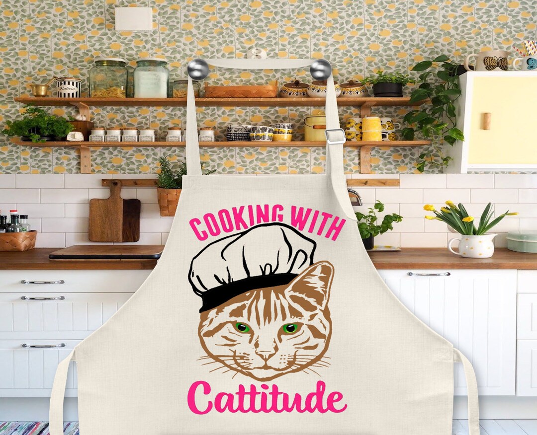 Cooking Cat Apron, Personalize, Funny Cooking, Cats Theme Apron, Unique ...