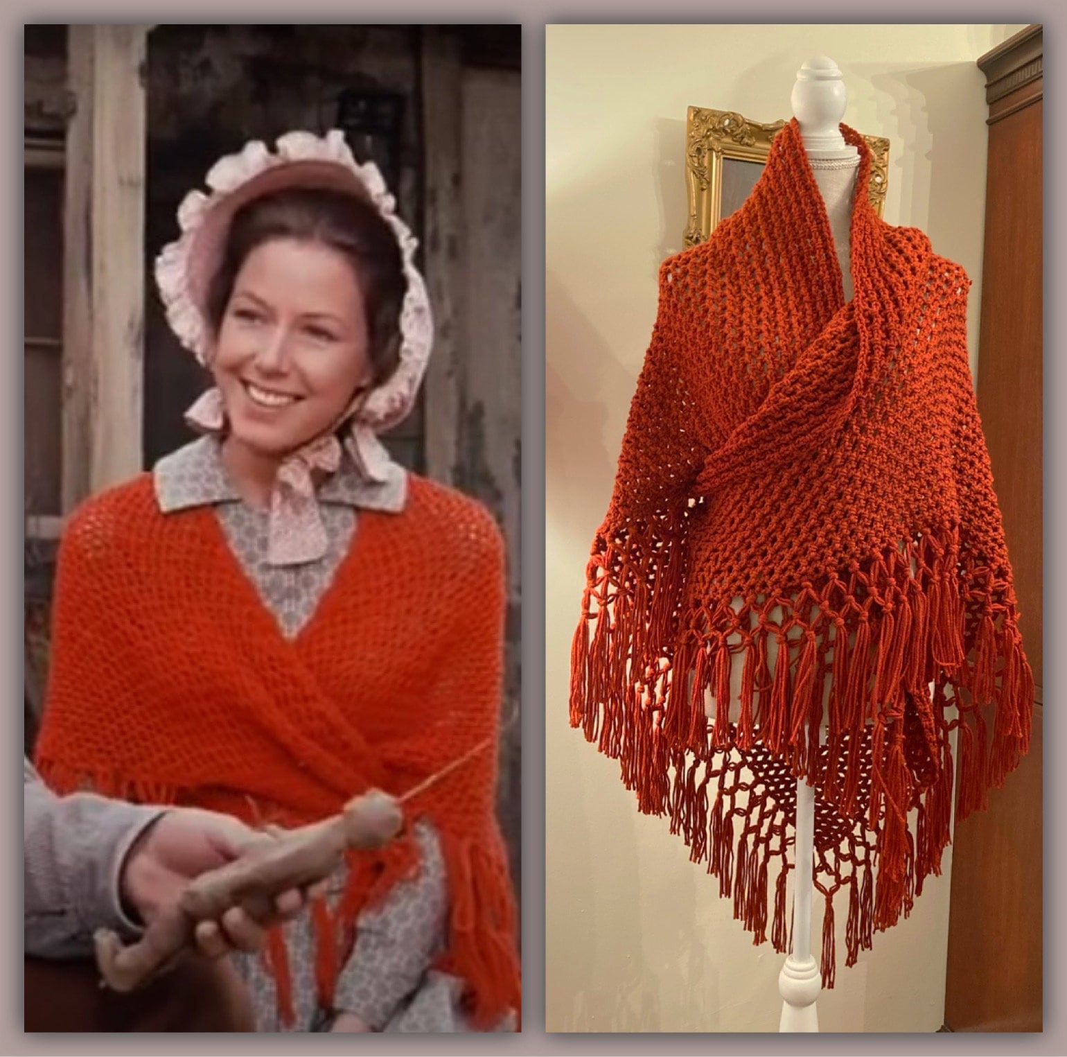 Little House on the Prairie Shawl Caroline Ingalls Inspired - Etsy