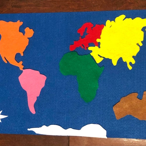 WORLD CONTINENTS Montessori Cards Flash Cards Three Part | Etsy