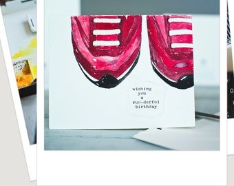 Trail Runner Card, Trail Running Card, Running Card, Hand Painted Card ...