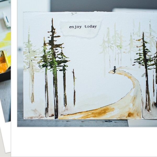 Trail Runner Card, Trail Running Card, Running Card, Hand Painted Card ...