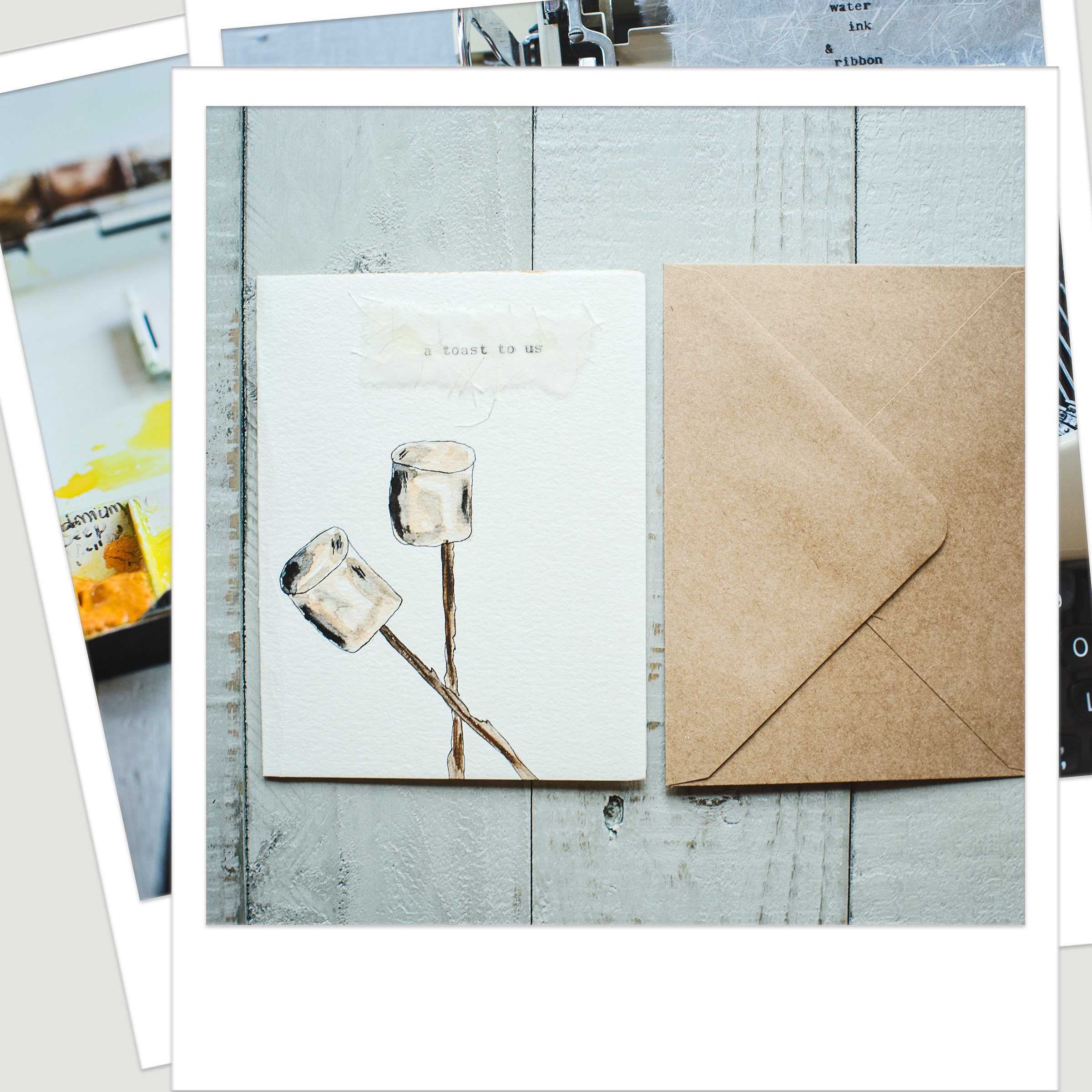 Marshmallow Card, Camping Card, Hand Painted Card - Etsy