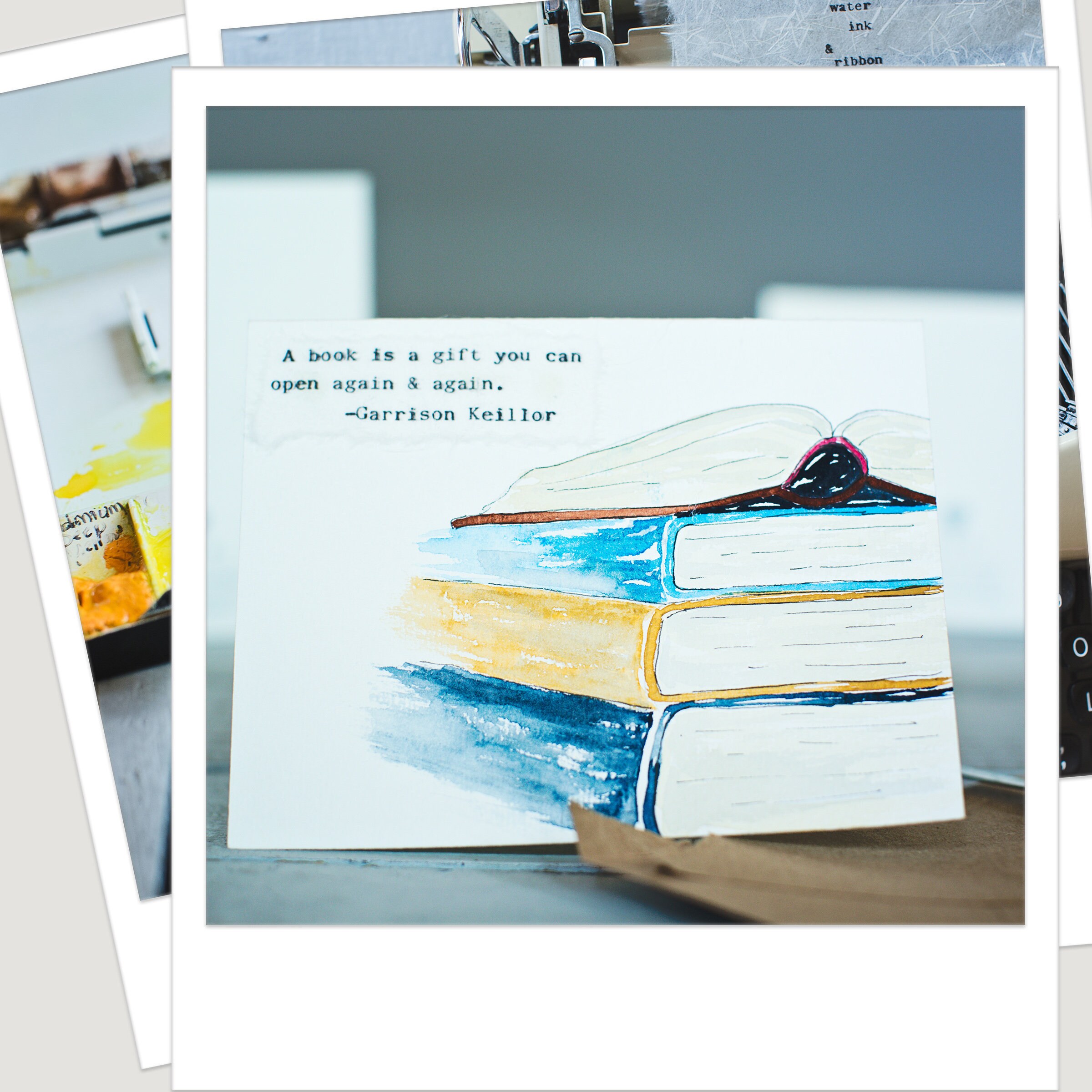 Book Card, Reader Card, Author Card, Hand Painted Card - Etsy