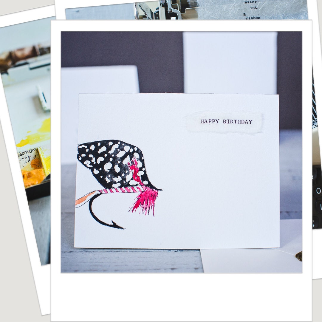 Fly Fishing Card Fishing Card Fisherman Card Hand Painted - Etsy