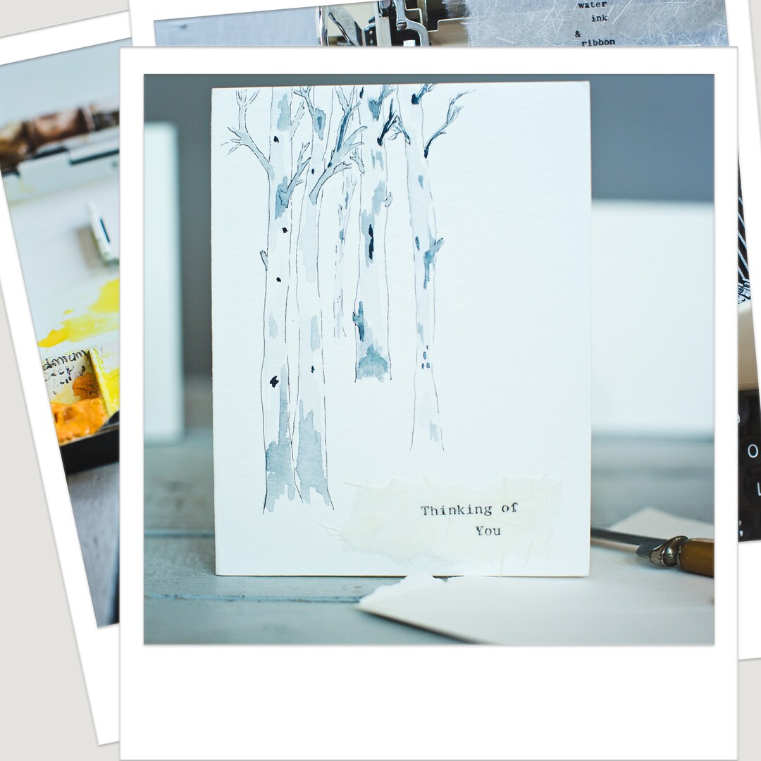 Birch Trees Card, Hand Painted Card - Etsy