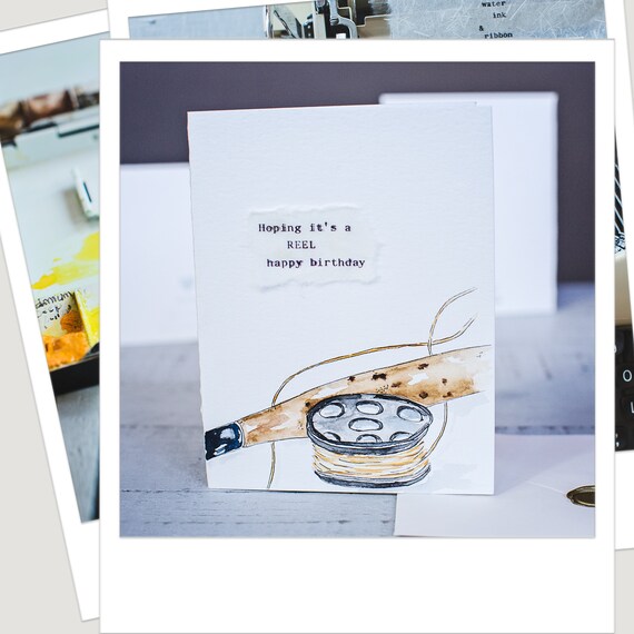 Fly Fishing Card Fishing Card Fisherman Card Hand Painted | Etsy