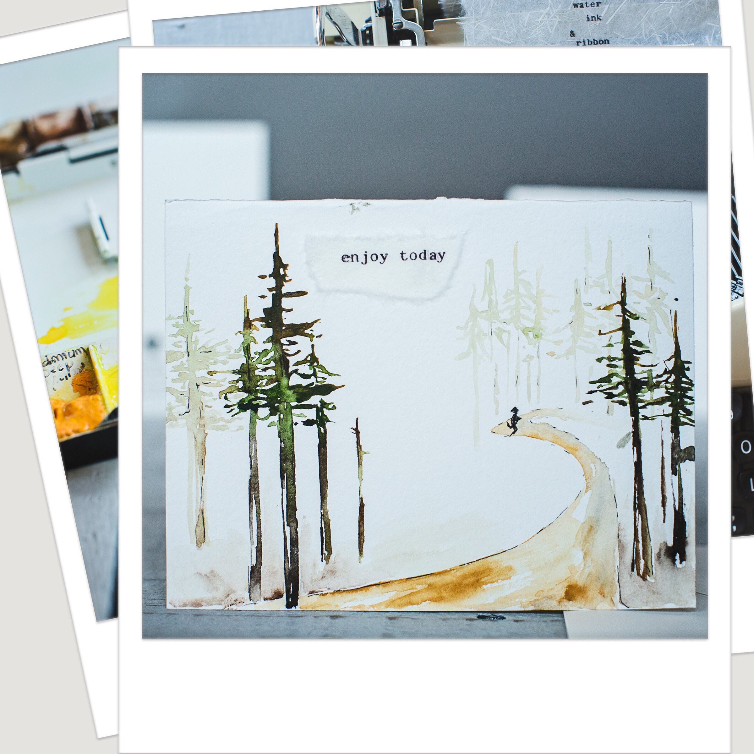 Trail Runner Card, Trail Running Card, Running Card, Hand Painted Card ...