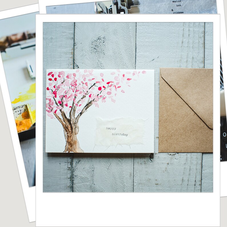 Cherry Blossom Card, Cherry Blossom Tree Card, Hand Painted Card - Etsy