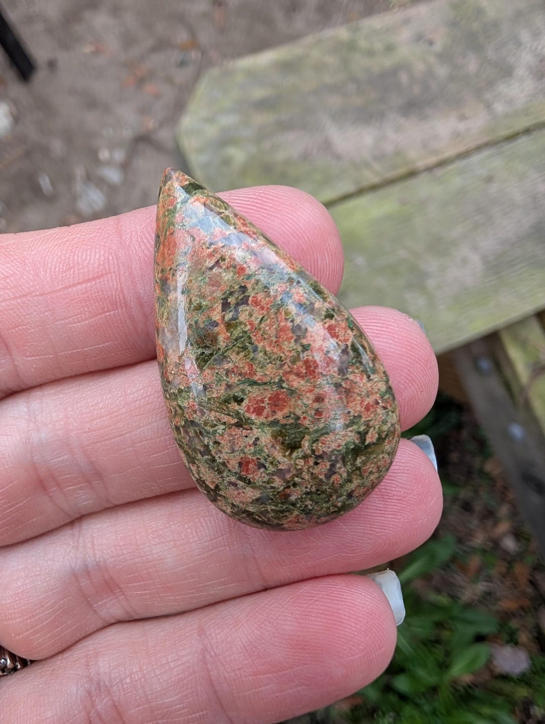 Unakite Cabochon Tear Drop. 40mm X 23mm 10 Grams. Jewlery Supplies ...