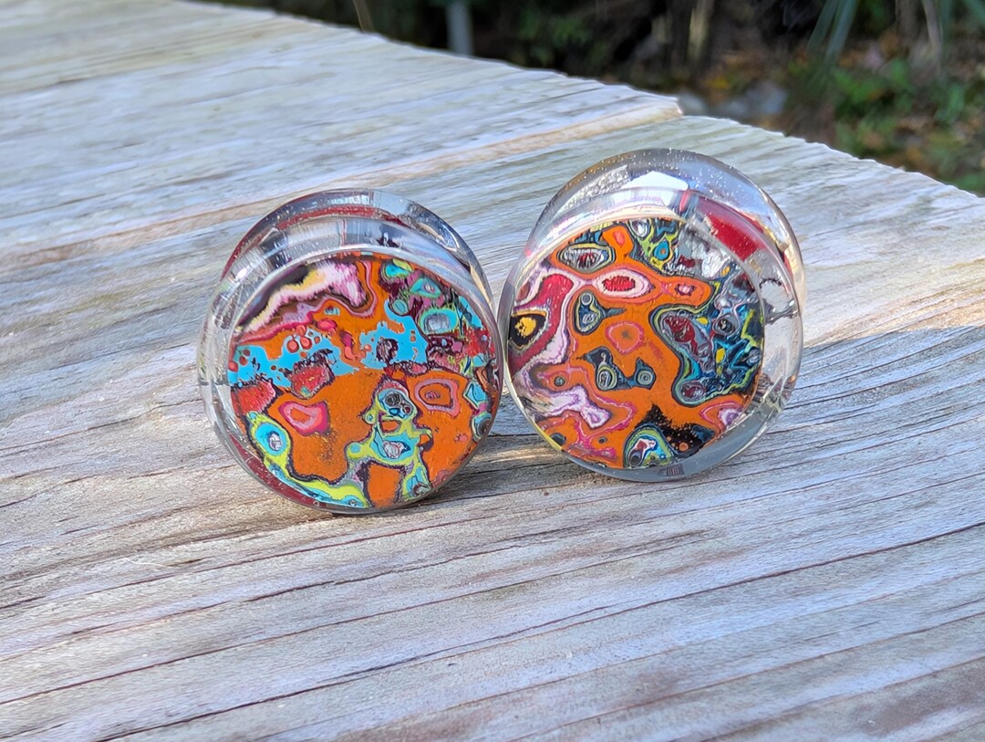 Unique Graffiti Style Ear Gauges / Plugs. 18mm Resin. Multicolor ...