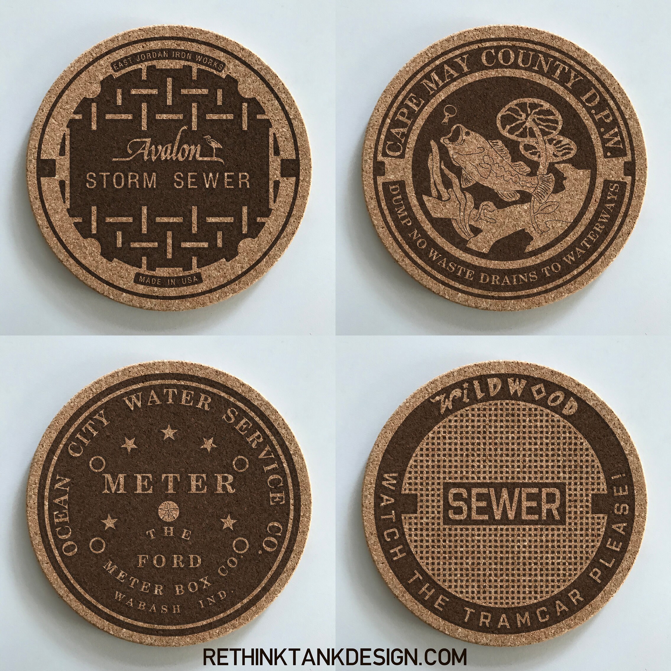 Manhole Cover Coasters-south Jersey Shore: Ocean City Avalon - Etsy