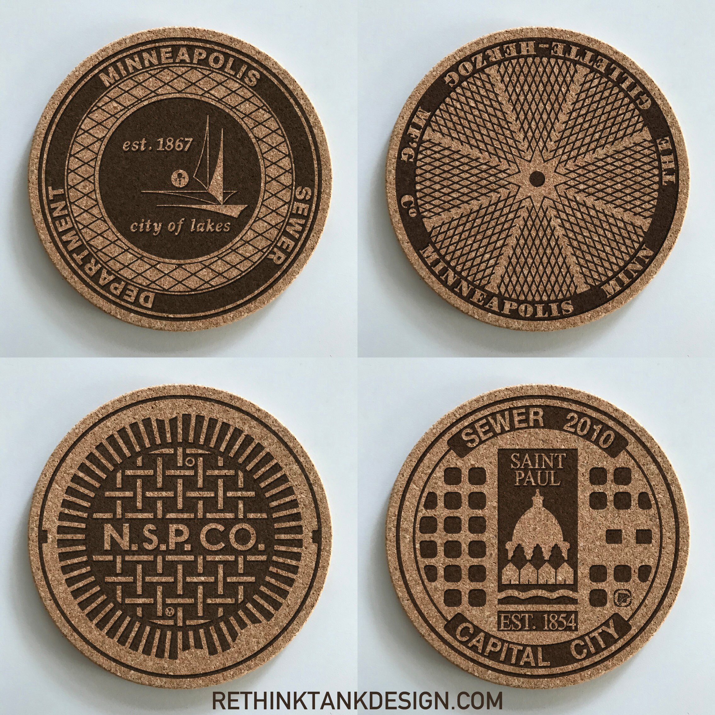 Manhole Cover Coasters-twin Cities: Minneapolis & St. Paul - Etsy
