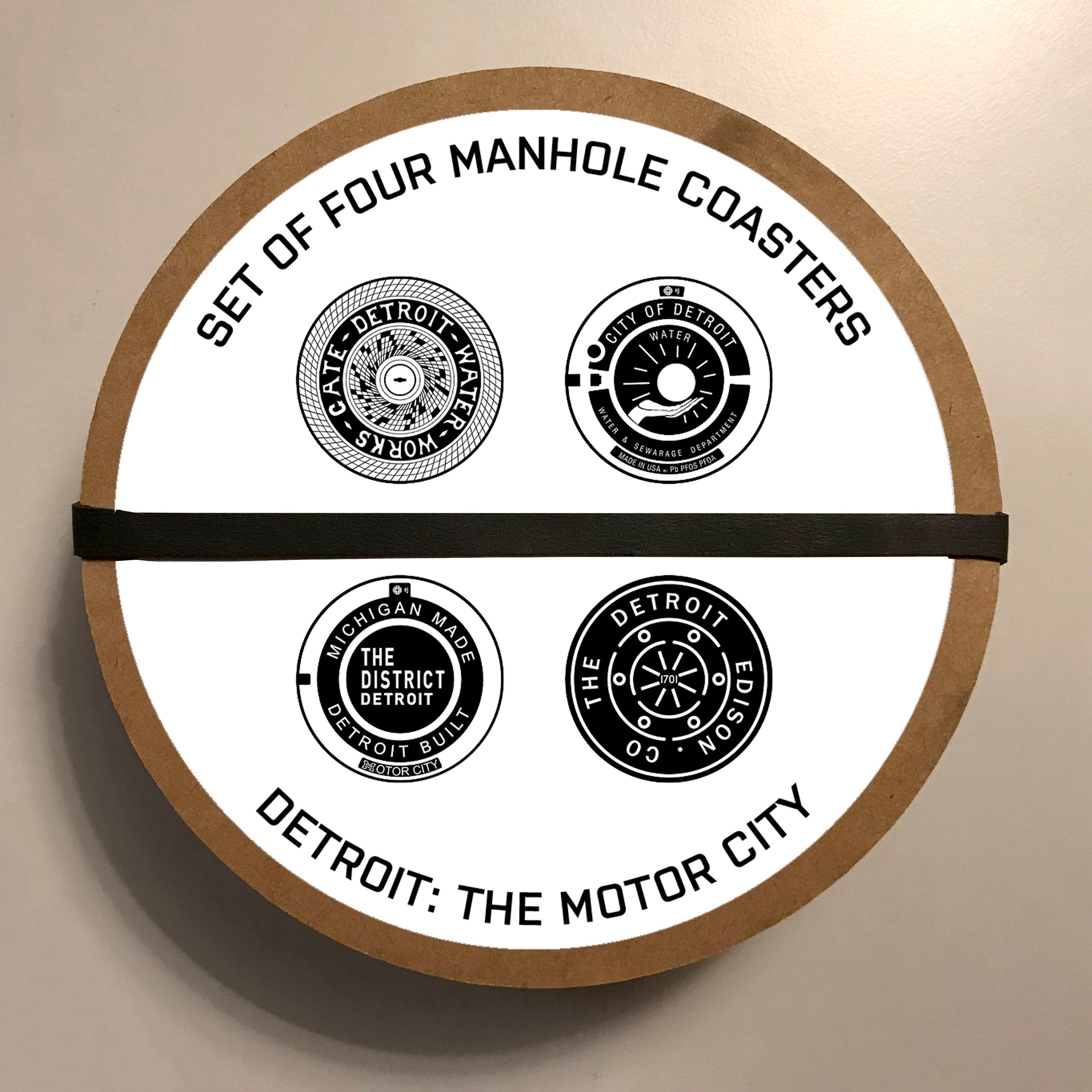 Detroit: Manhole Cover Coasters-the Motor City. Unique Gift! Hand-drawn ...