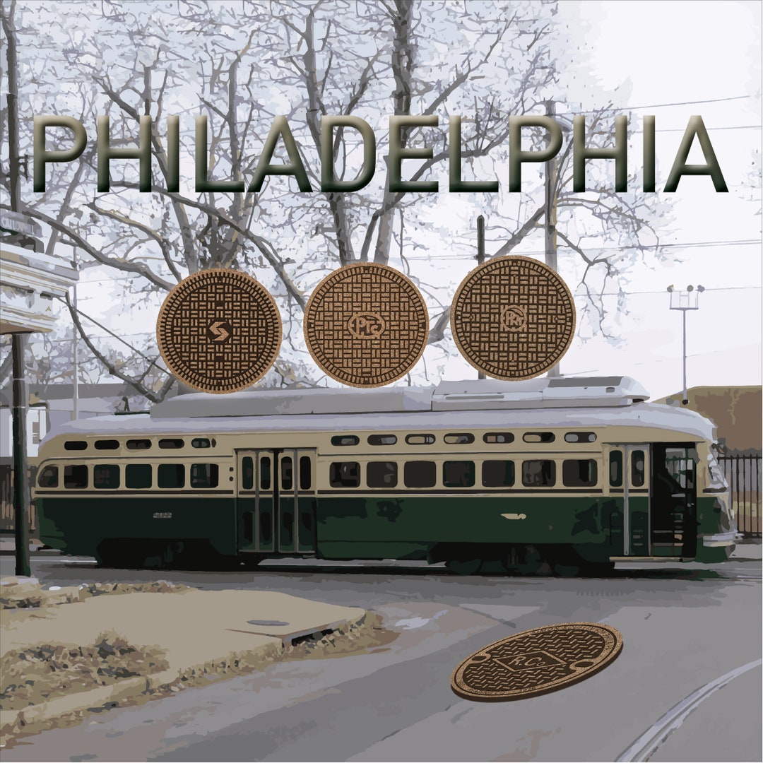 Manhole Cover Coasters-philadelphia Transit Set - Etsy