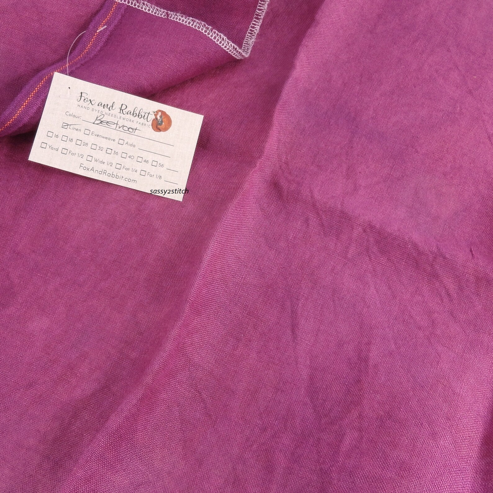 Fox and Rabbit Designs 36 CT Linen BEETROOT Counted Cross | Etsy