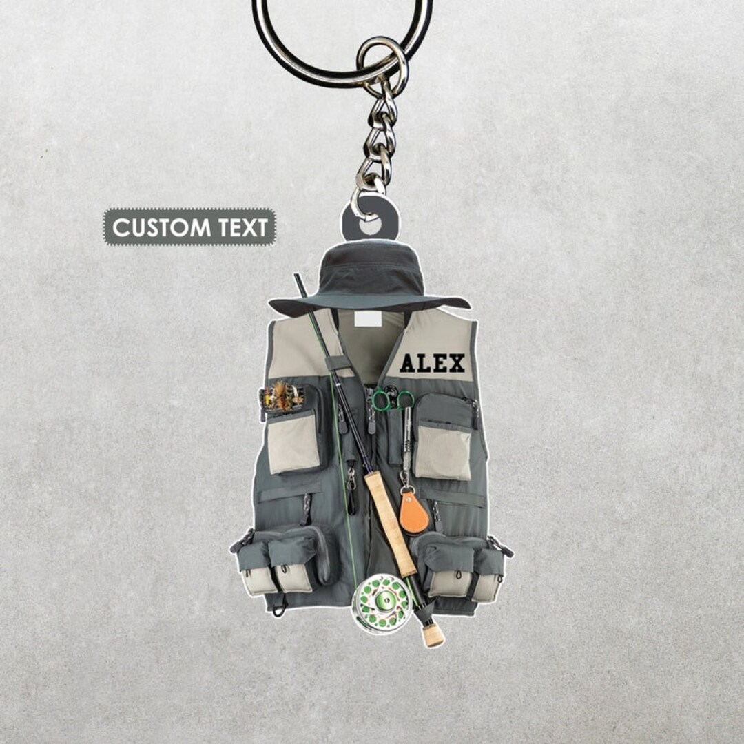 Fishing Vest Flat Keychain Fishing Jacket Keychain Custom - Etsy