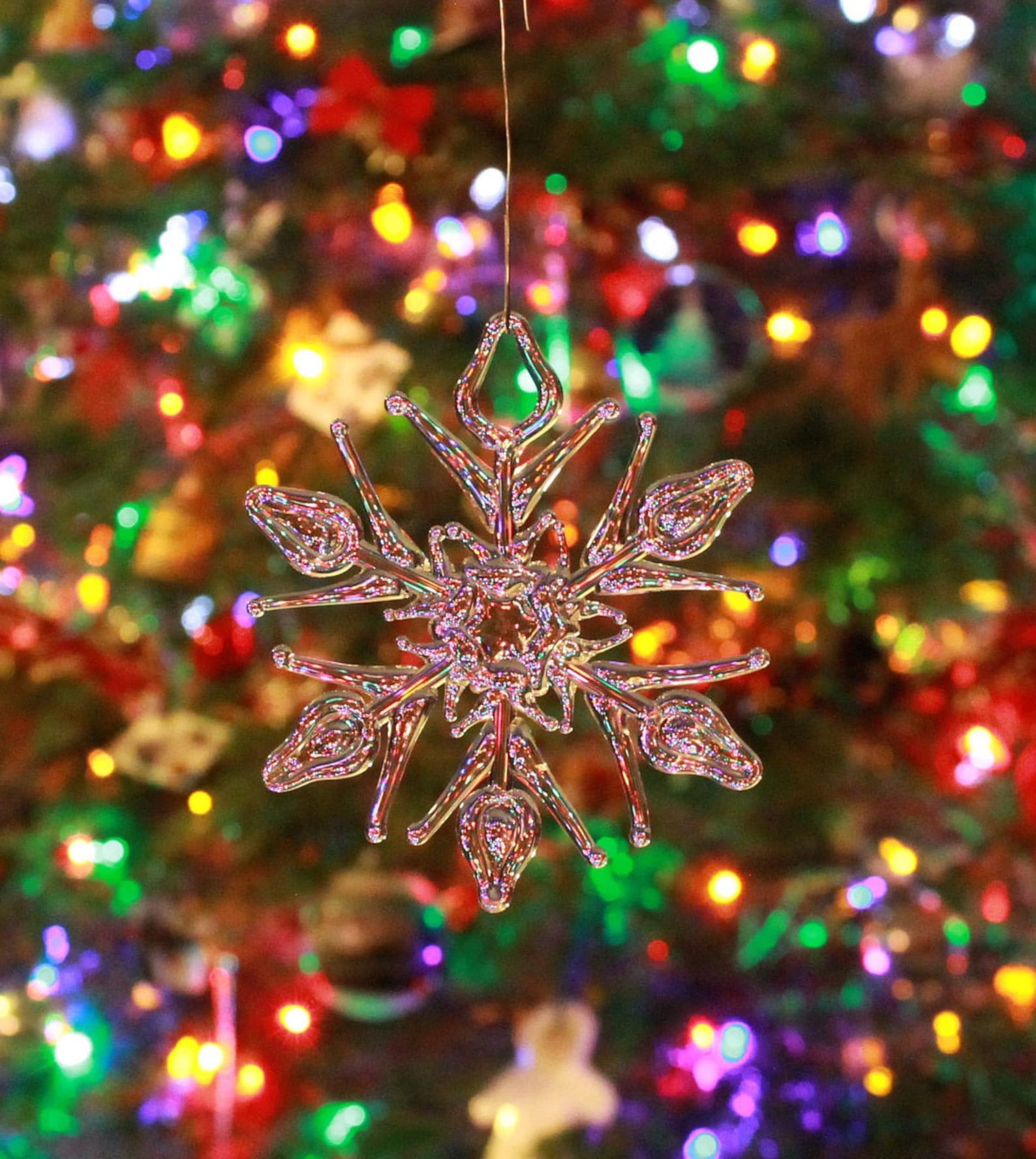 Handmade Clear Glass Snowflake Ornament ~ Flame Tip Design~ - Etsy