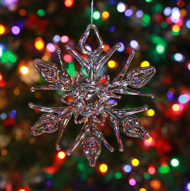 Handmade Clear Glass Snowflake Ornament ~ Flame Tip Design~ - Etsy
